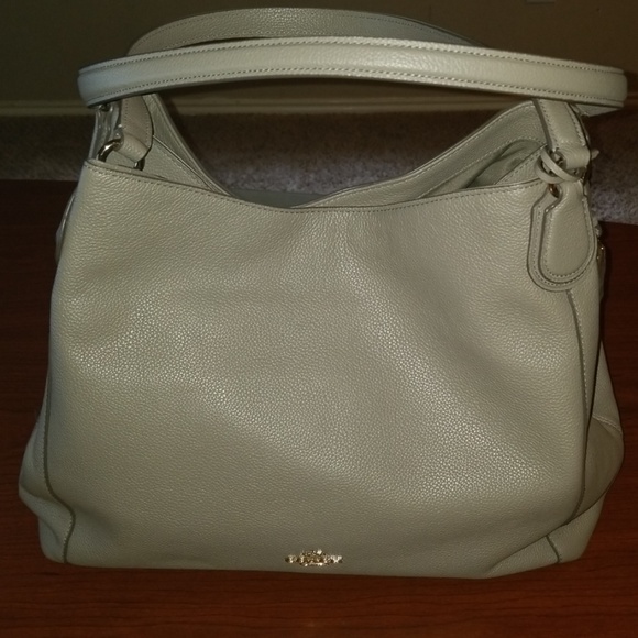 Coach | Bags | Coach Edie Shoulder Bag Pebbled Leather Light Fog | Poshmark